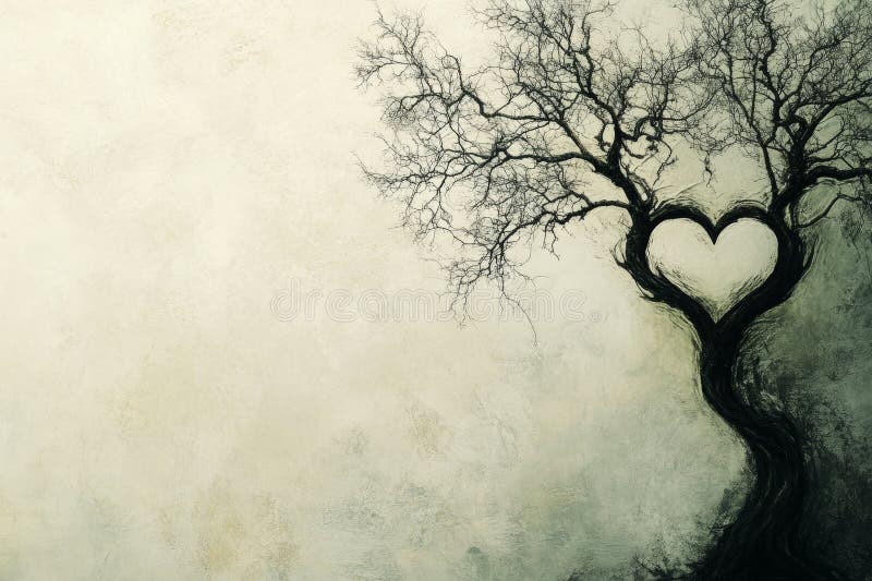 Artistic Bare Tree with Heart Shape Creating Emotional Connection Stock ...