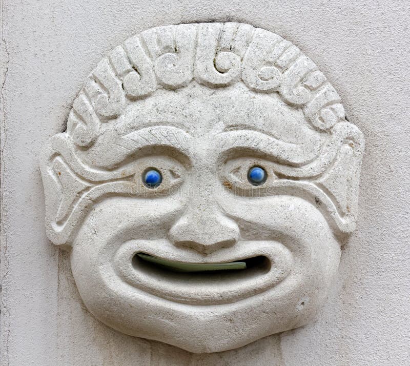 Artistic Bas-relief Mailbox of an Anthropomorphic Mask Editorial Image ...