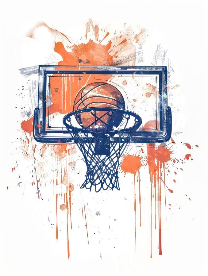 Artistic Basketball Hoop with Splatter Effects Stock Illustration ...