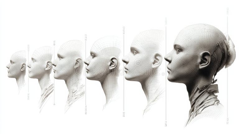 Artistic Beauty Evolution Timeline Showing 3D Head Transformations from ...