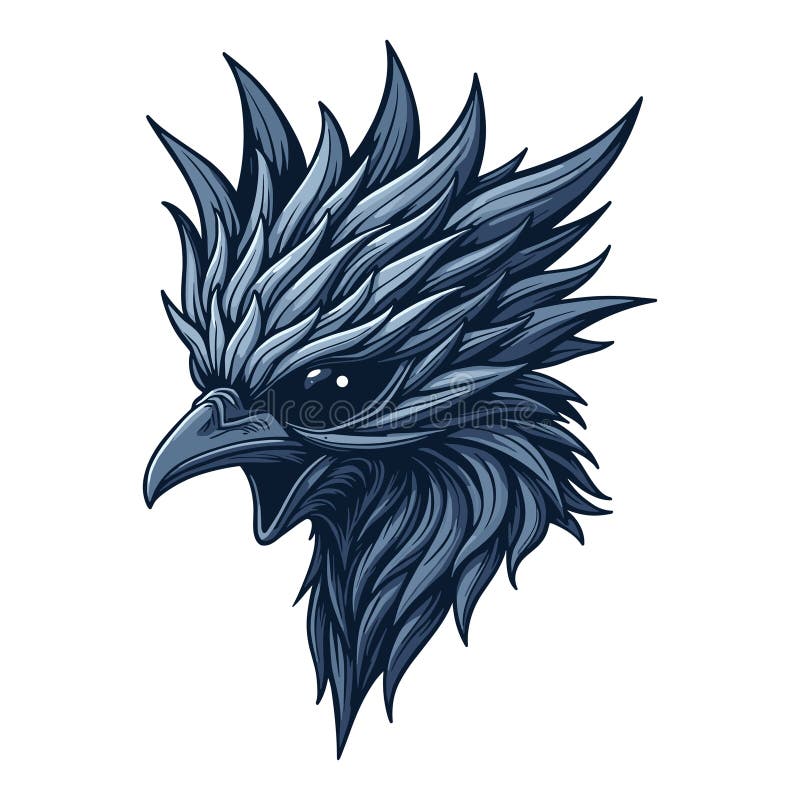 Artistic Bird Head Design with Sharp, Spiked Feathers and Bold Features ...