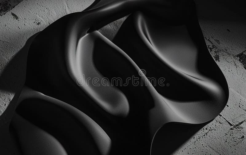 Artistic Black Fabric Draped on a Textured Surface Creating Intricate ...