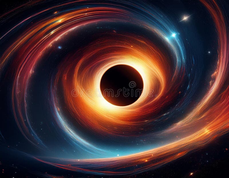 Artistic Black Hole with Swirling Accretion Disk Stock Illustration ...