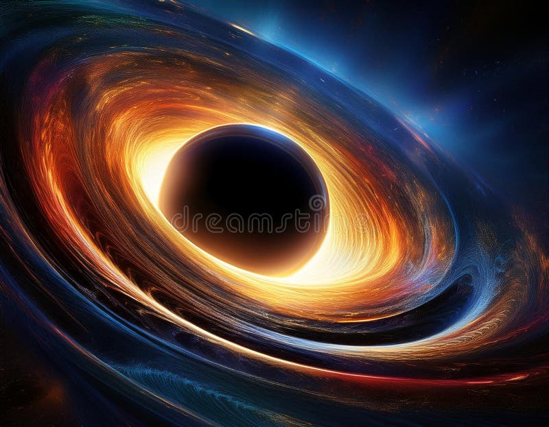 Artistic Black Hole with Swirling Accretion Disk Stock Illustration ...