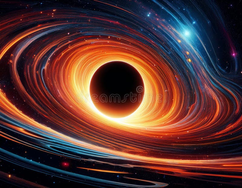 Artistic Black Hole with Swirling Accretion Disk Stock Illustration ...