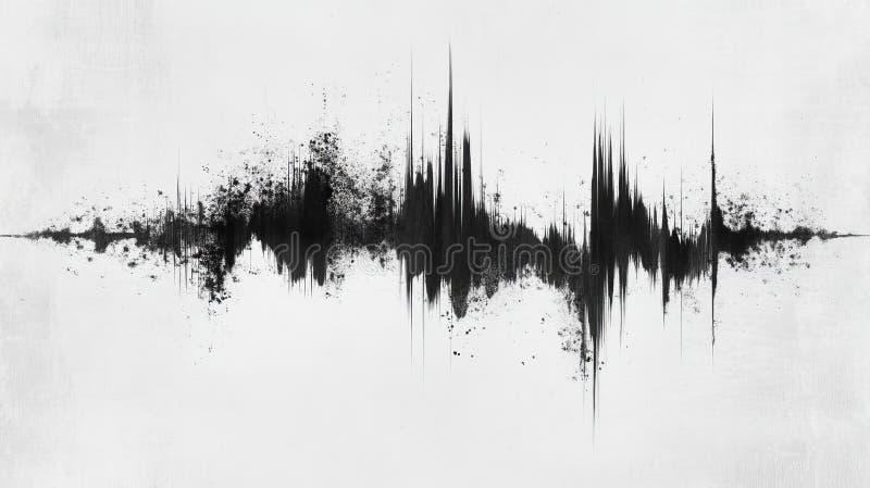 Artistic Black Soundwave with Splatter Effect on White Stock Image ...