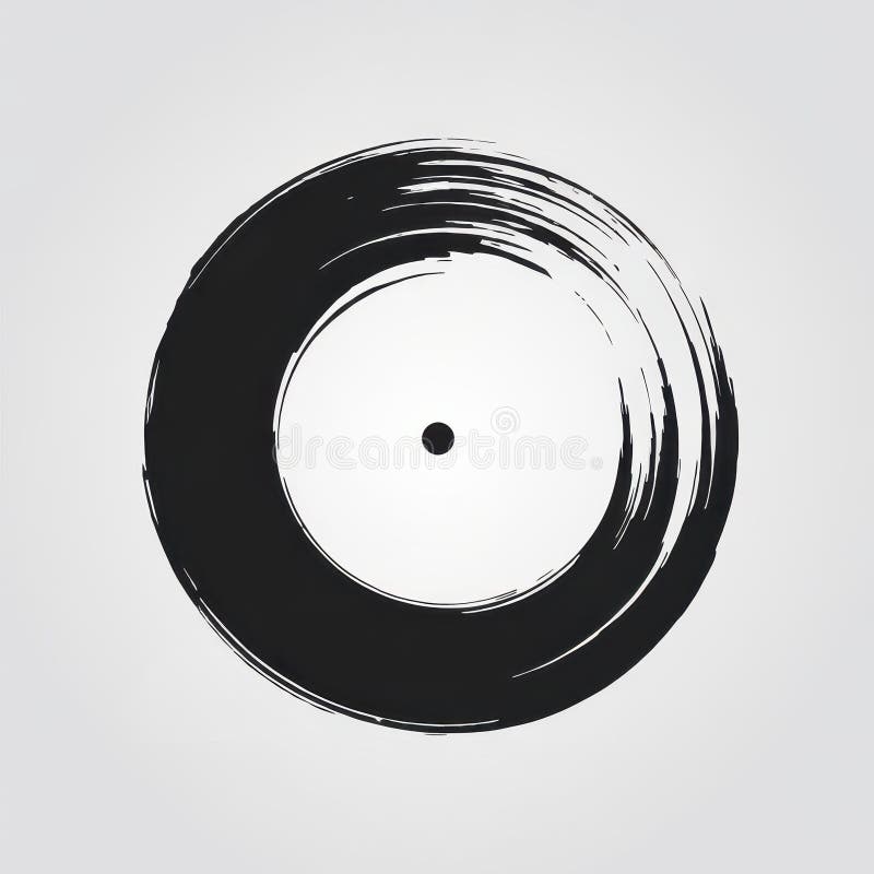 Artistic Black Vinyl Record Illustration on a Minimalist Background ...