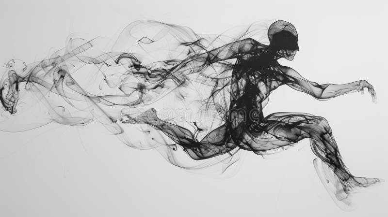Dynamic Smoke Figure in Motion Stock Illustration - Illustration of ...