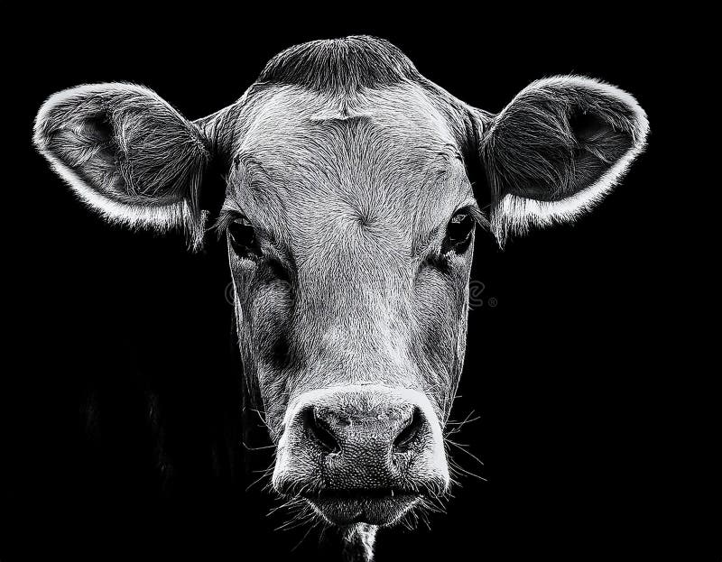 An Artistic Black and White Photograph of a Cow S Face with Deep ...