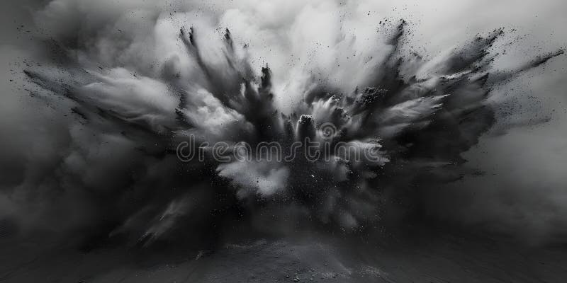 An Artistic Blast of Black Charcoal Powder Creating a Dynamic Explosion ...