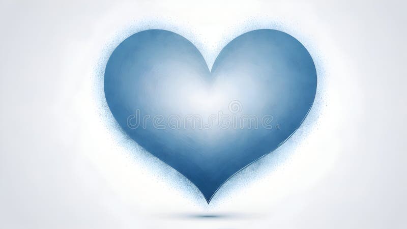 Artistic Blue Heart Outline with Subtle Brush Texture on White Stock ...