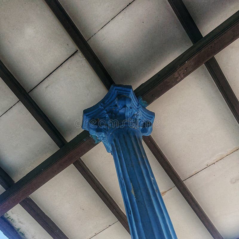 Artistic Blue Pillar of an Ancient House Stock Photo - Image of ancient ...