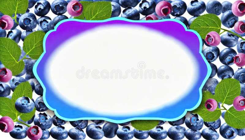 Artistic Blueberry Frame with Bright Gradient Center for Copyspace ...