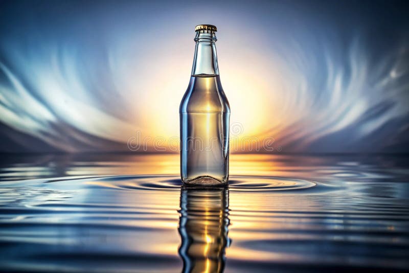 Artistic Bottle Reflection in Water Photography Stock Illustration ...