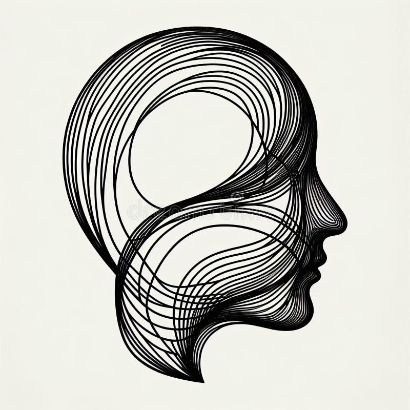 Artistic Brain Concept in Flowing Curves Stock Illustration ...