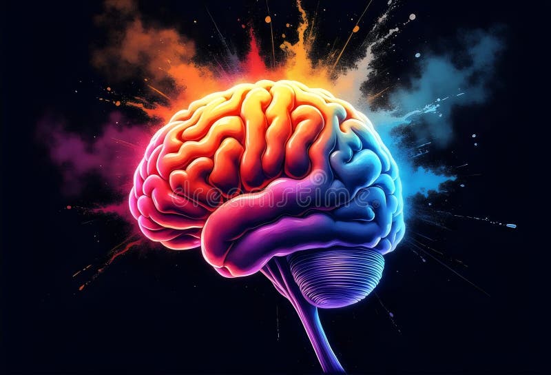 Artistic Brain with Exploding Colors of Creativity Stock Illustration ...