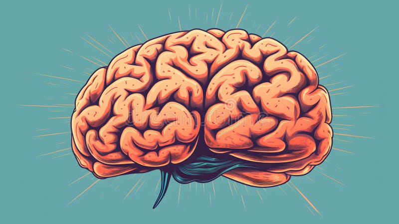 Artistic Brain Illustration with Seamless Plain Background Stock ...