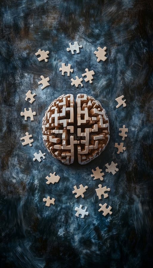 Artistic Brain Maze Visualization with Puzzle Pieces Representing ...