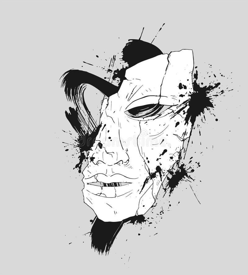 Artistic Broken White Mask Draw Stock Vector - Illustration of history ...