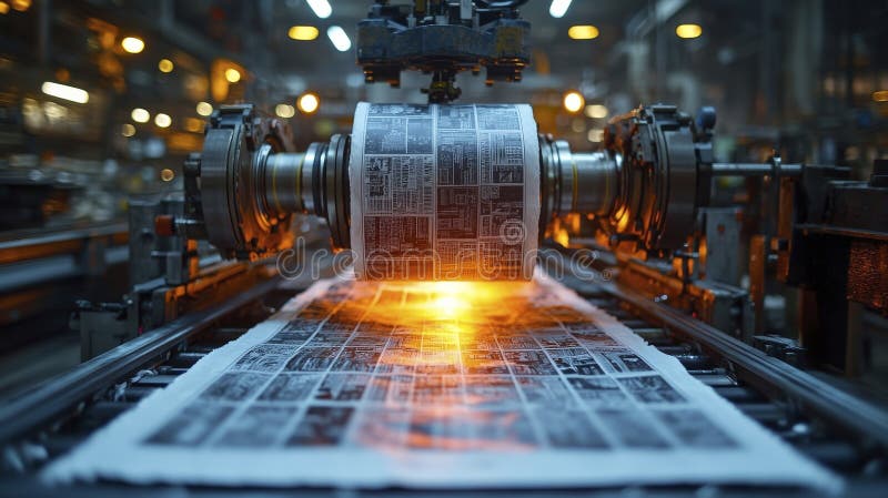 Artistic Capture of a Printing Press Process Stock Illustration ...