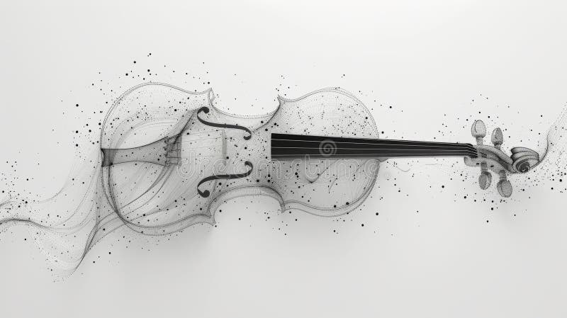 Artistic Cello Depiction with Dynamic Wireframe Motion Stock ...