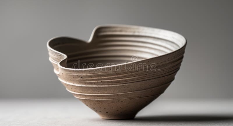 Artistic Ceramic Bowl with Textured Layers and Asymmetric Rim, Studio ...