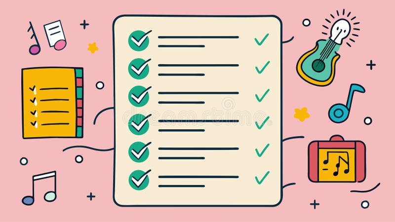 An Artistic Checklist Featuring Handdrawn Illustrations of Each Tracks ...