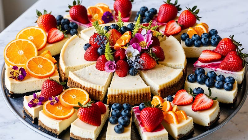 Artistic Cheesecake Platter with Assorted Flavors Stock Illustration ...