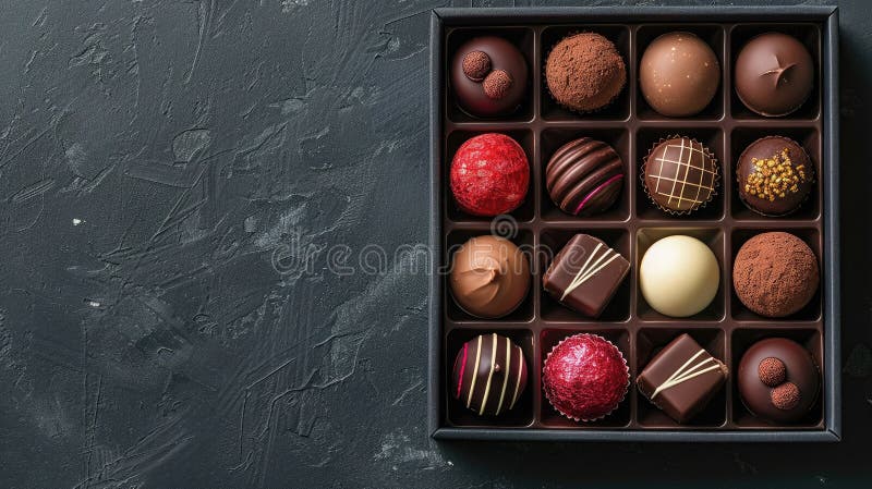 Artistic Chocolate Collection with Diverse Textures in a Luxurious Dark ...
