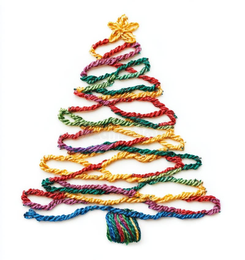 Artistic Christmas Tree Embroidery Made with a Punch Needle. Stock ...
