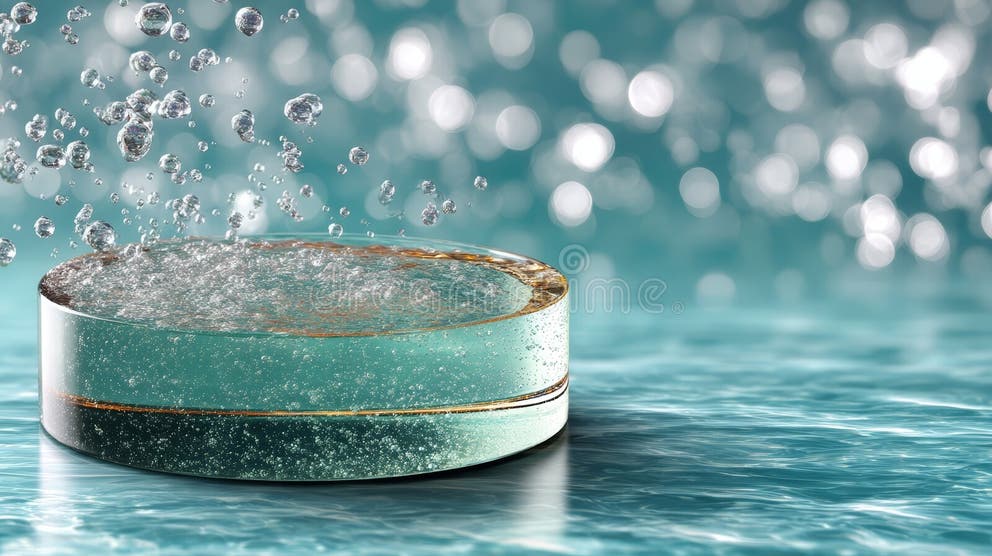 Artistic Circular Bubble Environment with Water and Light Reflection ...