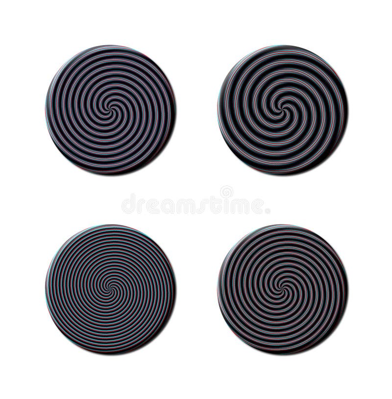 Artistic Circular Buttons with Red and Light-blue Spiral Patterns Stock ...