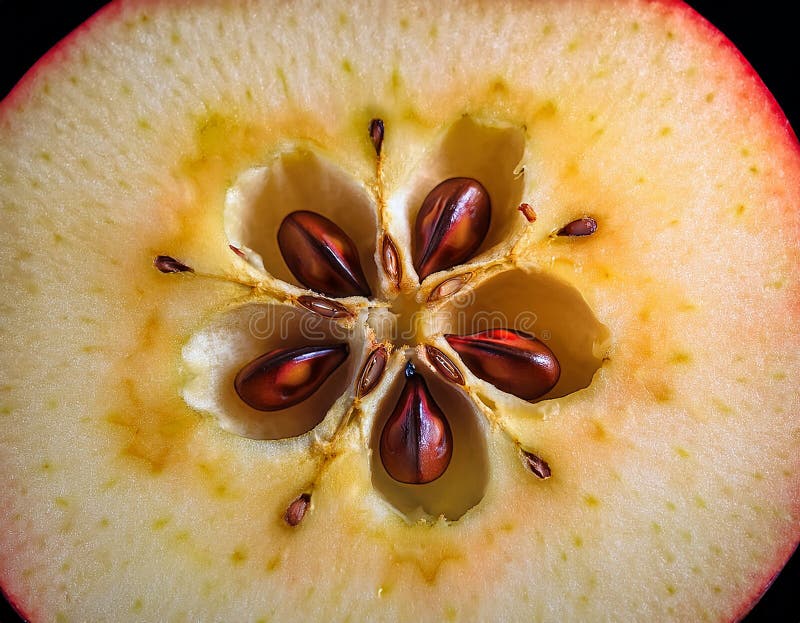 An Artistic Close-up of an Apple S Cross-section Revealing Its Seeds ...