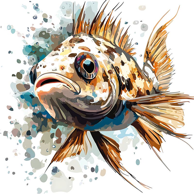 Artistic Close Up of a Colorful Fish with Abstract Background Elements ...