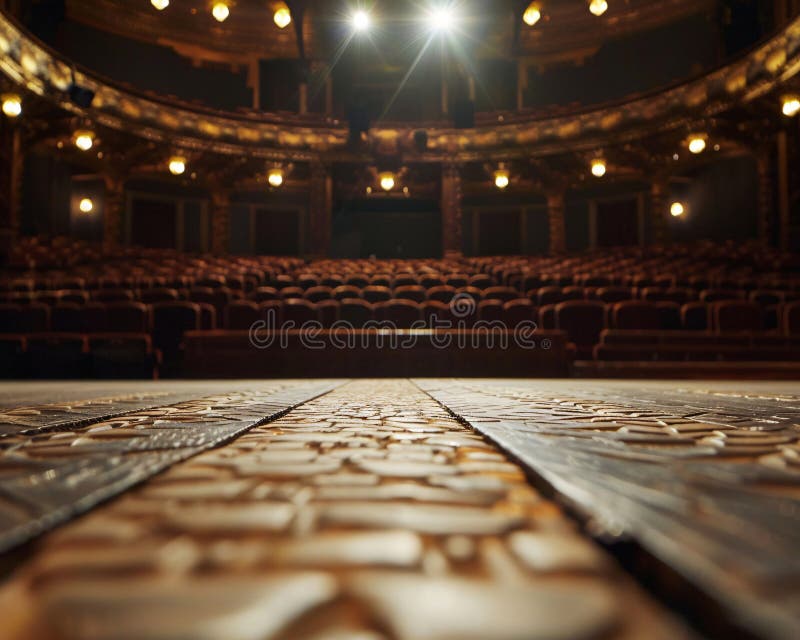 Artistic Close-up Shot of an Empty Classical Theater Stage, Focusing ...