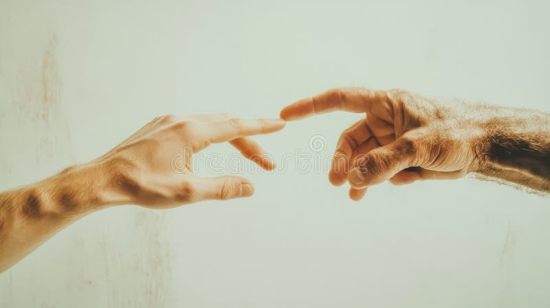 Close-up of Two Hands Reaching Towards Each Other, Creation Concept ...