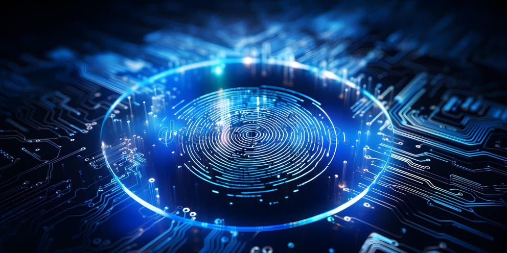 Artistic Closeup of Biometric Digital Fingerprint Reader for Security ...