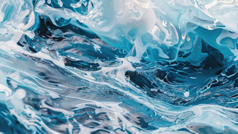 Closeup of Electric Blue Liquid Splashing in Artistic Pattern on White ...