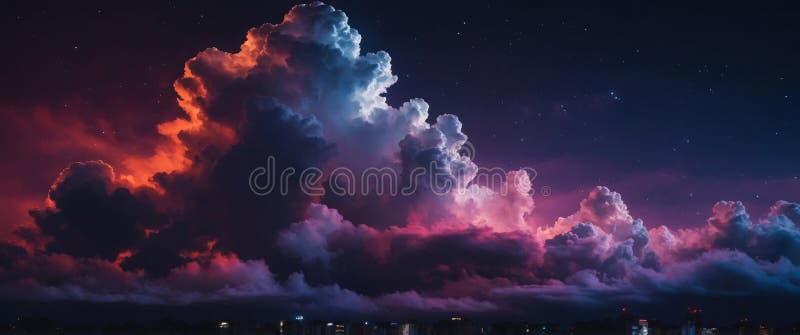 Artistic Cloud Effects with Neon Purple Indigo and Red Lights. Stock ...