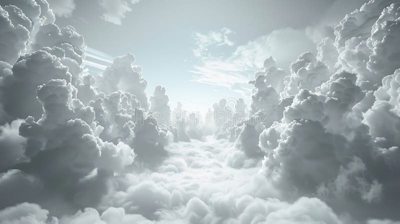 Artistic Cloud Storage Landscape with Billowing Clouds and Soft Light ...