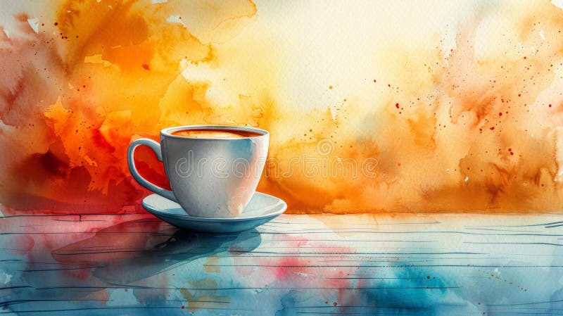 Artistic Coffee Cup with Watercolor Splash - Generative Ai Stock ...