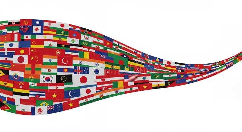 Artistic Collage of Asian Flags in a Dynamic Wave Formation Stock ...