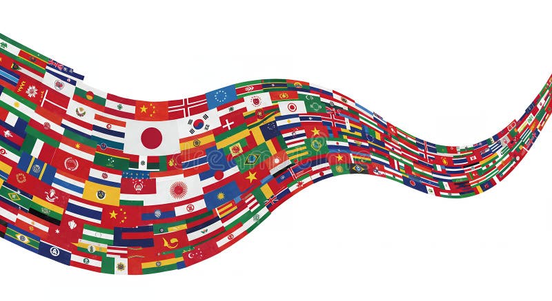 Artistic Collage of Asian Flags in a Dynamic Wave Formation Stock ...