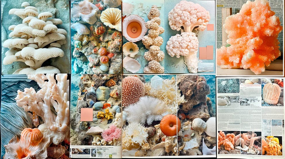 Artistic Collage Displaying an Array of Corals and Seashells ...
