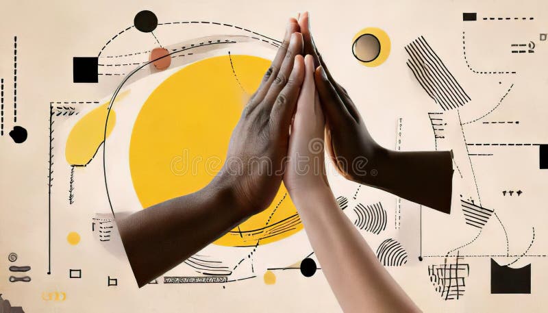 Artistic Collage of Hands High-Fiving Celebrating Unity and Diversity ...