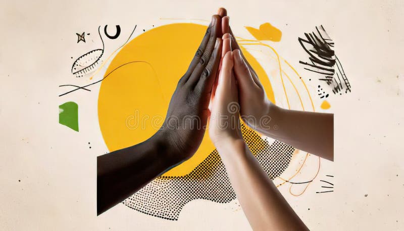 Artistic Collage of Hands in a Unity High Five Gesture Stock ...