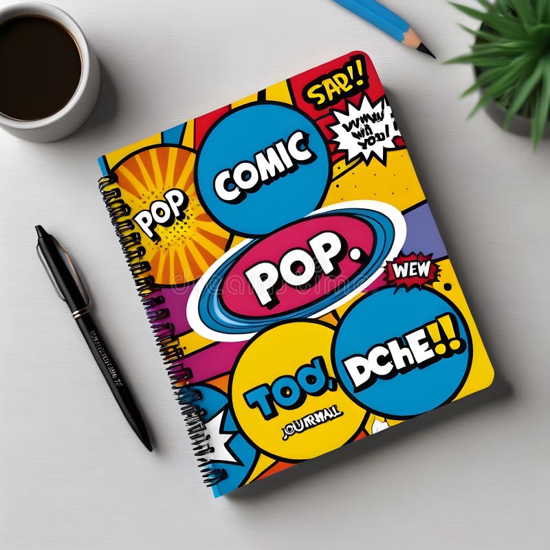 Artistic Comic Pop Journal Mockup Stock Illustration - Illustration of ...
