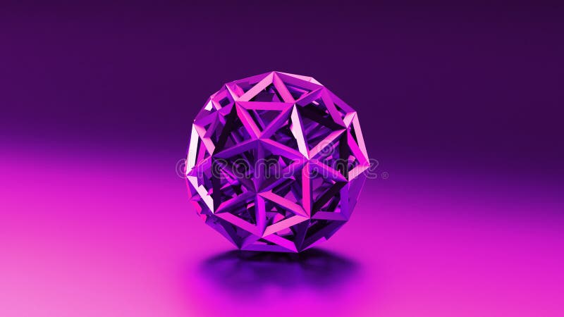 A Violet Sphere Composed of Triangles Set on a Magenta Background Stock ...