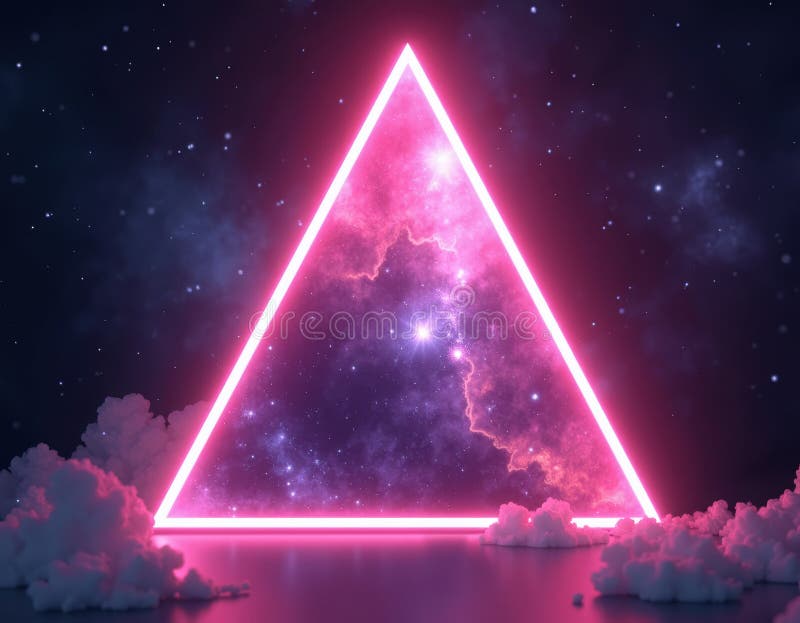 Neon Pink Triangle Galaxy Portal, AI-generated Stock Illustration ...