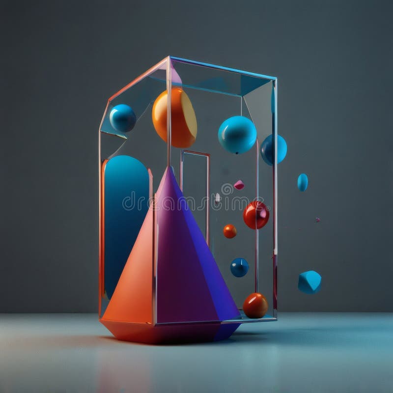 An Artistic Composition of Floating Objects and Abstract Shapes Against ...